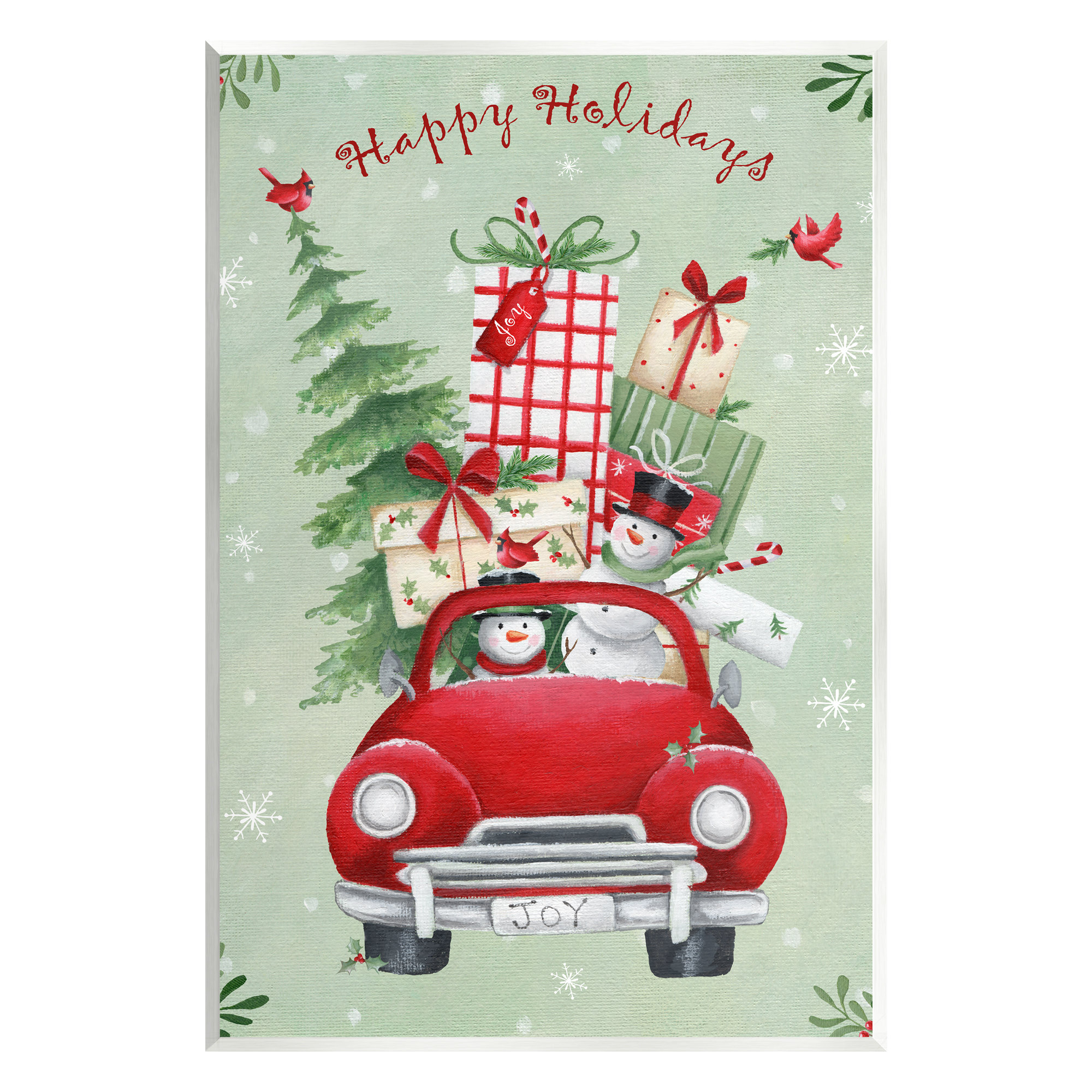 Stupell Industries Ba-811-Wood Holiday Stacked Gift Car by Emma Leach | Wayfair